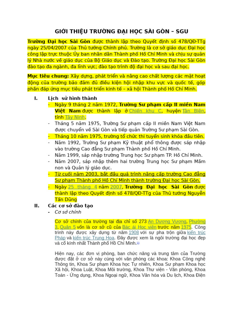 GIỚI THIỆU TRƯỜNG ĐẠI HỌC SÀI GÒN | PDF