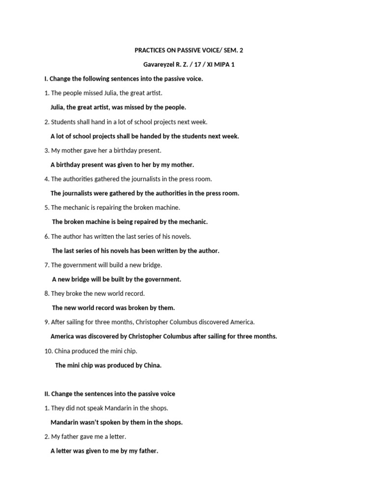 Passive Voice Practice Exercises | PDF | Human Communication | Linguistics
