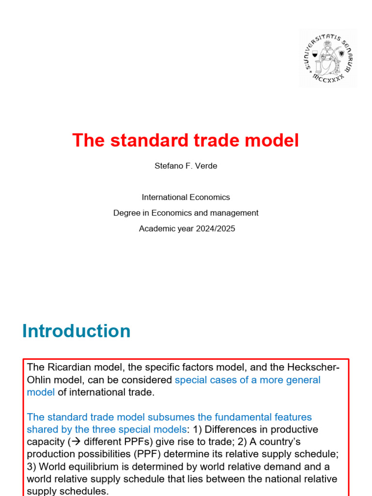 The Standard Trade Model | PDF | Subsidy | Tariff
