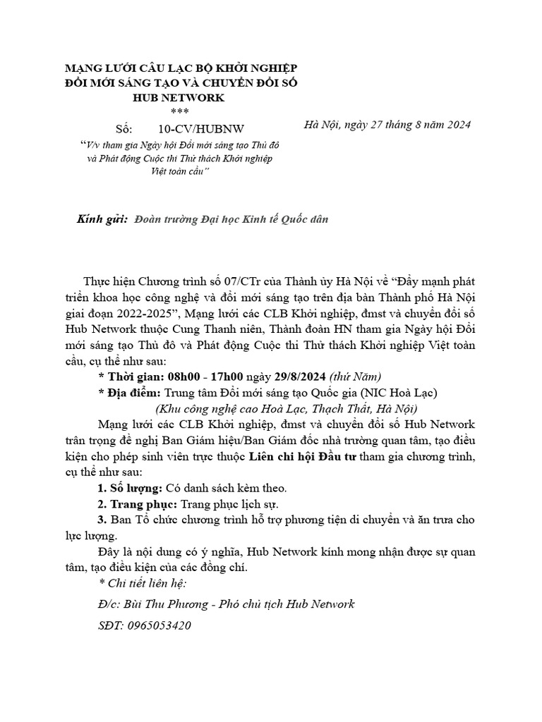 Thư Mời ĐH KTQD | PDF