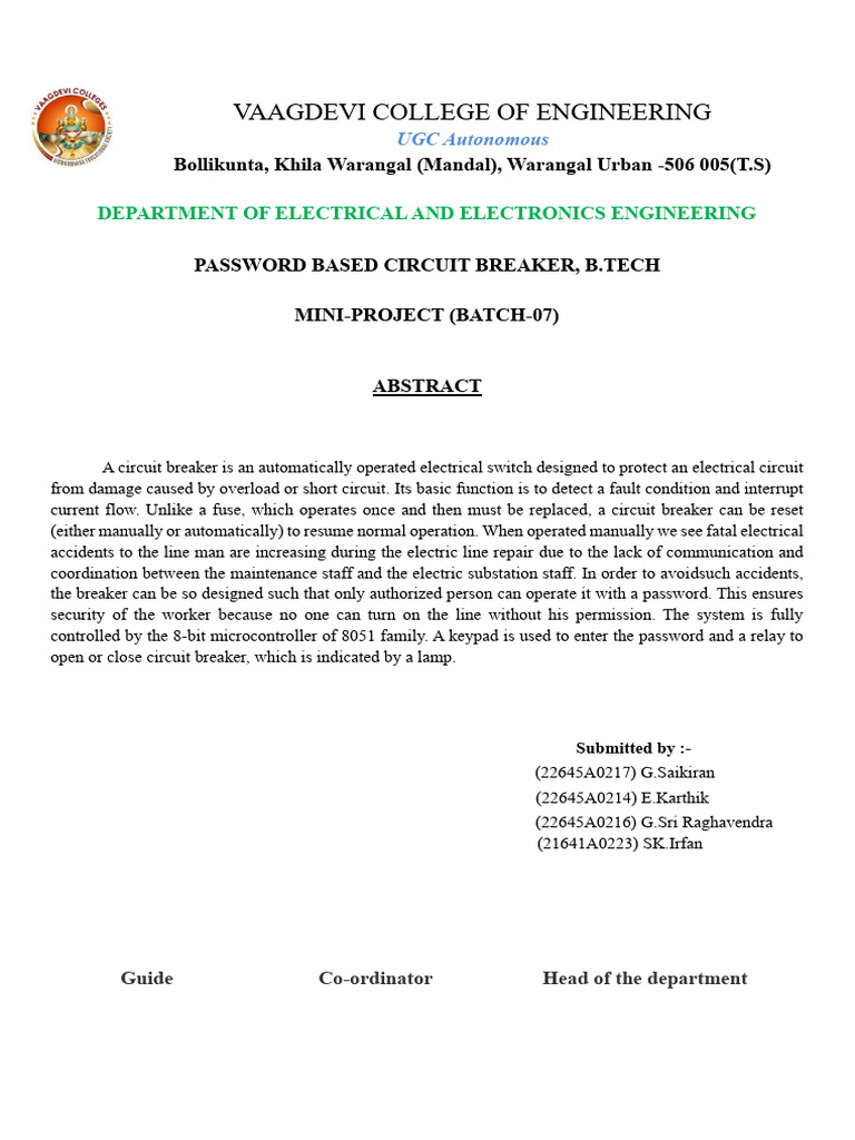 Vaagdevi College of Engineering: Bollikunta, Khila Warangal (Mandal), Warangal Urban - 506 005 ...