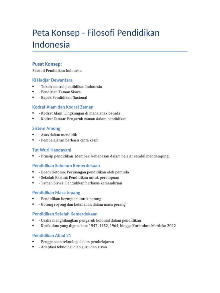 Peta Konsep Filosofi Pendidikan Indonesia | PDF | Perjalanan