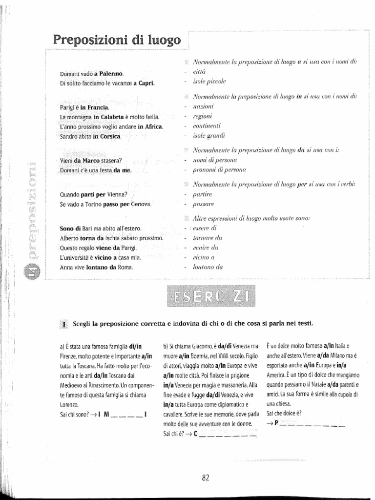 3 - Preposizioni Di Luogo | PDF