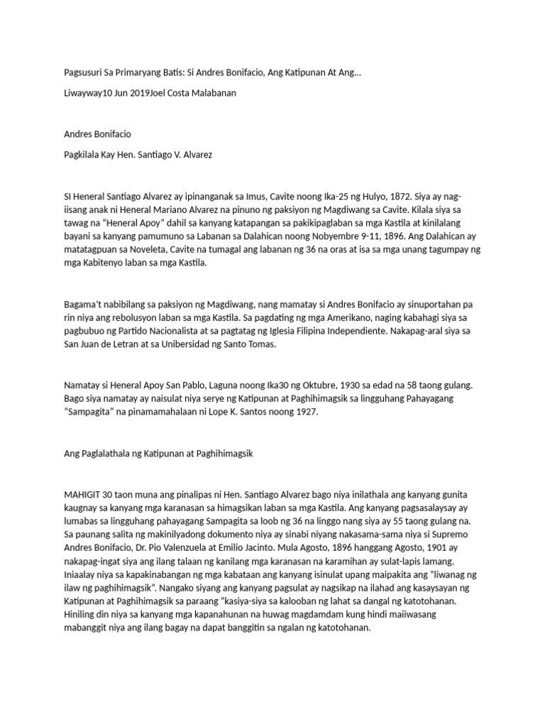 Pagsusuri Sa Primaryang Batis | PDF