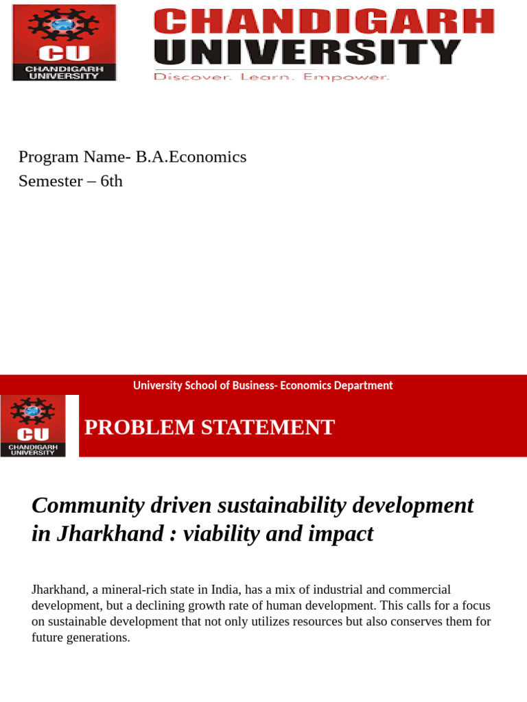 Community Driven Sustainability Development in Jharkhand Viability and ...