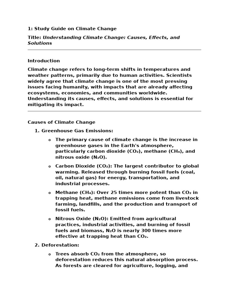 Study Note On Climate Change | PDF | Climate Change | Greenhouse Gas