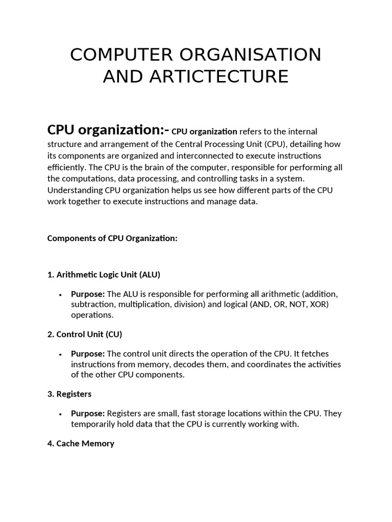 COMPUTER ORGANISATION AND ARTICTECTURE | PDF | Central Processing Unit | Computer Data Storage