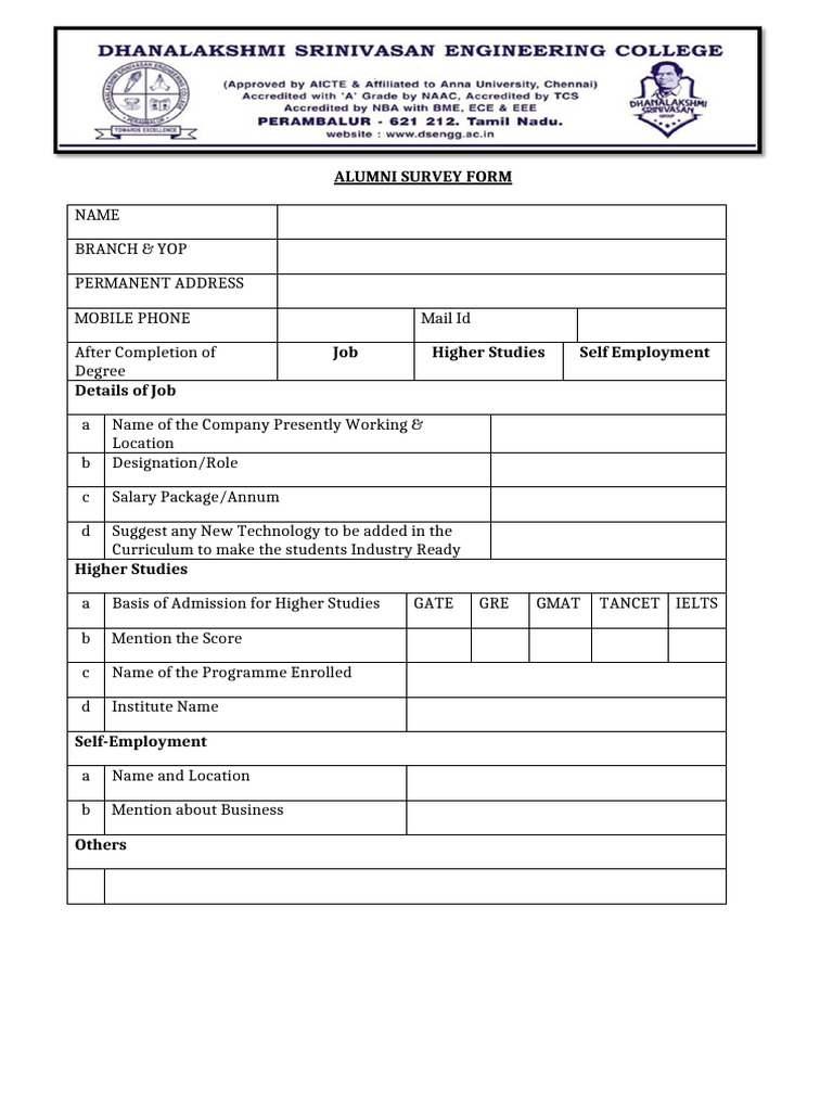 Alumni Survey Form | PDF | Engineering | Cognition