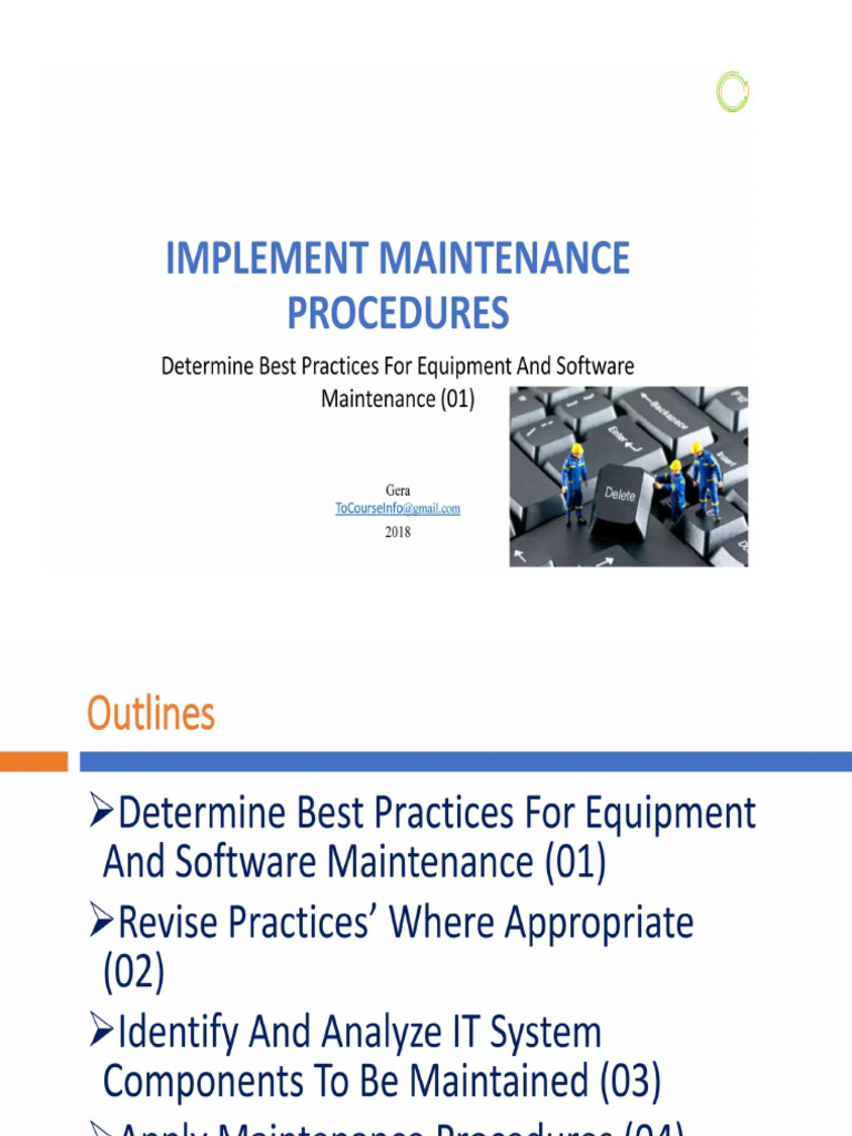 Implement Maintenance Procedures | PDF