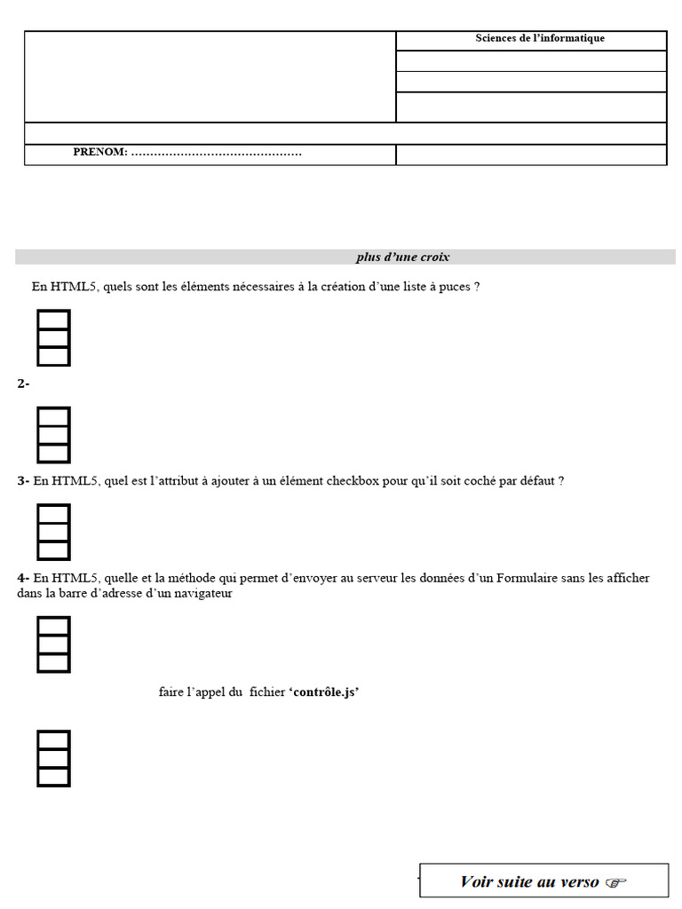 DEvoir de Synthese1 3STI 2024 | PDF | HTML5 | Html
