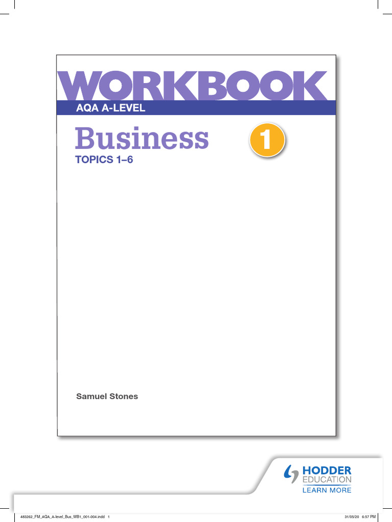 AQA A Level Business Workbook 1 | PDF | Marketing | Prices