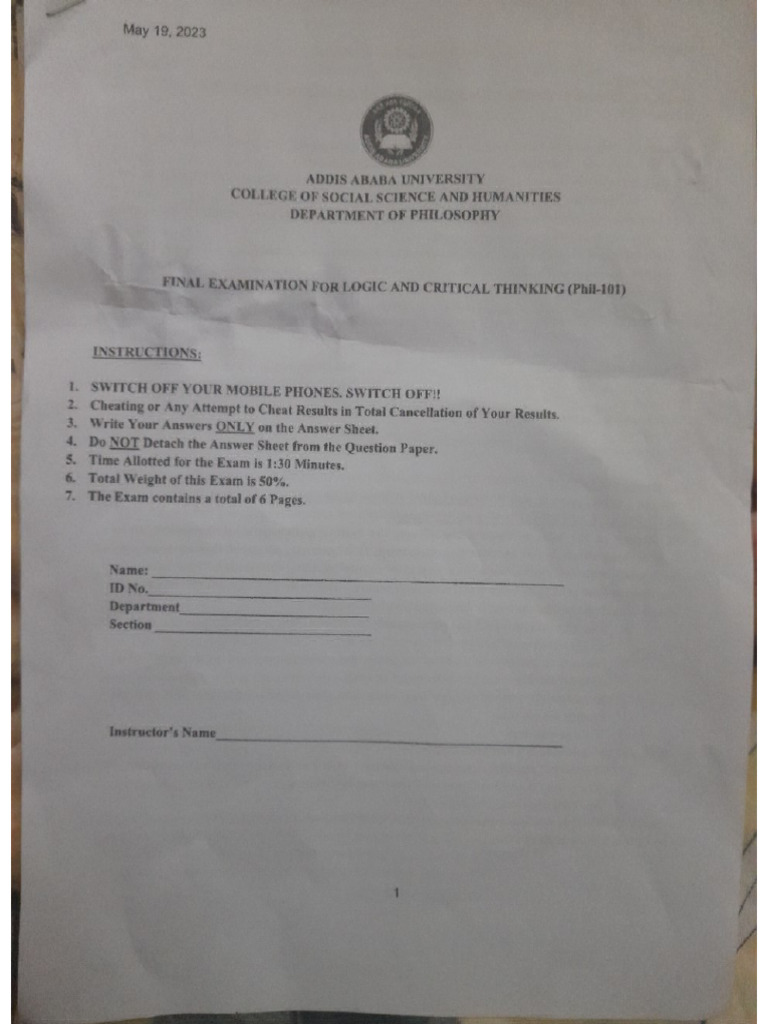 Logic Final Exam Collection | PDF