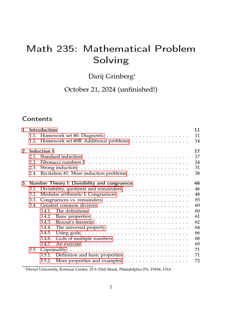 Math 235: Mathematical Problem Solving: Darij Grinberg October 21, 2024 (Unfinished!) | PDF ...