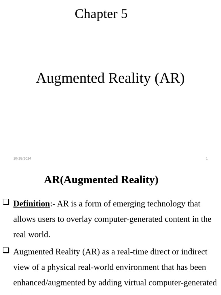 chapter 5-AR | PDF | Augmented Reality | Virtual Reality