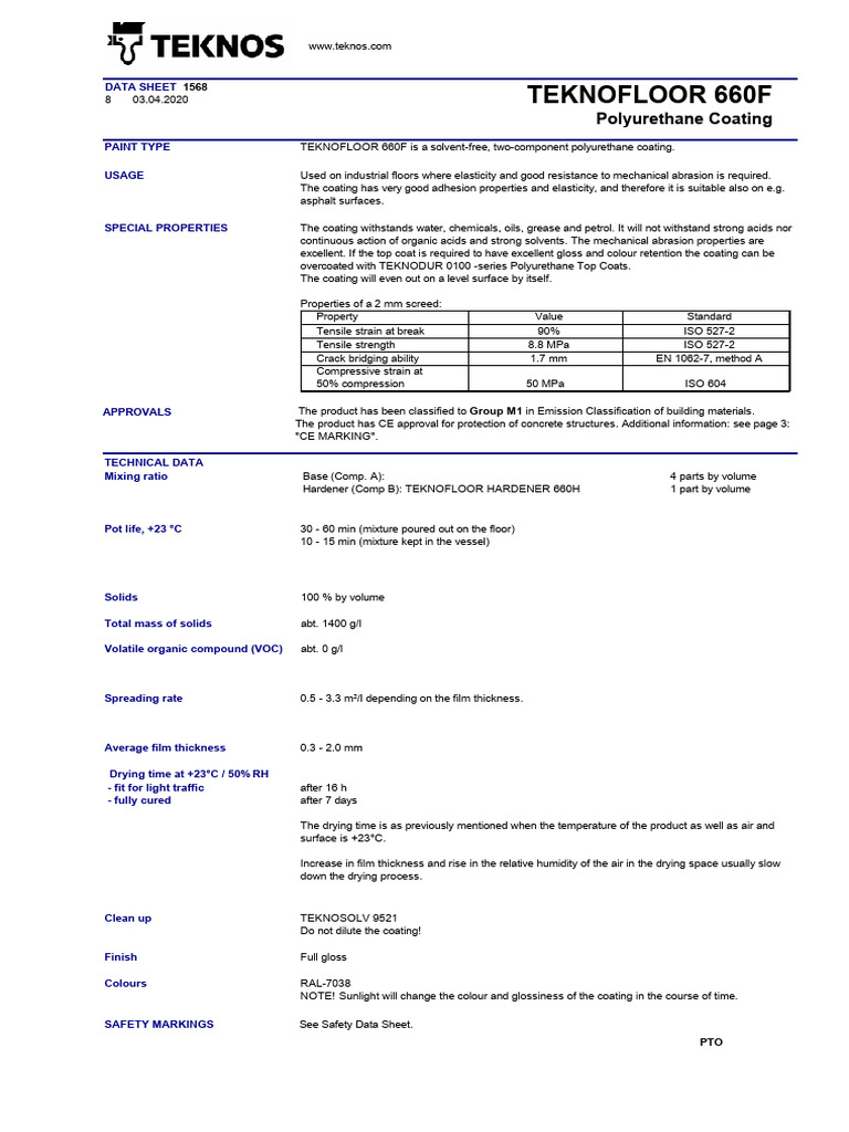 660F TDS | PDF | Concrete | Paint