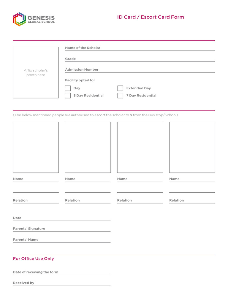 School Escort Card Application Form | PDF