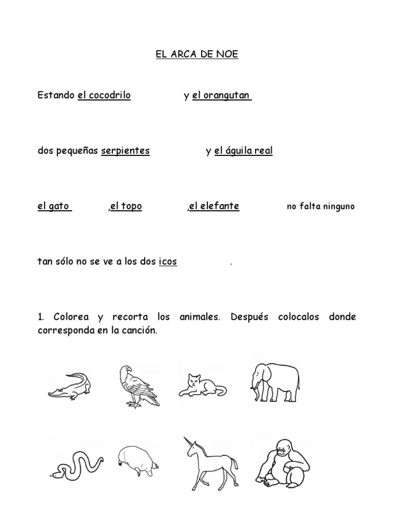Actividades Canción "Arca de Noe" | PDF | Artes del Lenguaje y ...