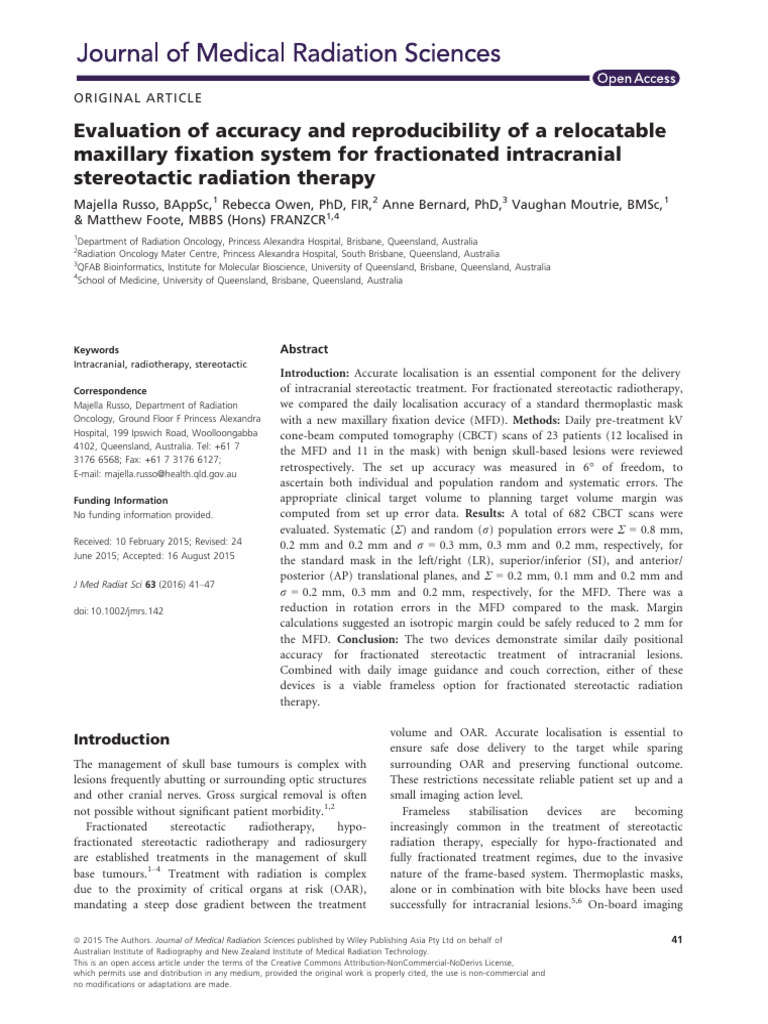 Evaluation Of Accuracy And Reproducibility Of A Re Pdf Radiation