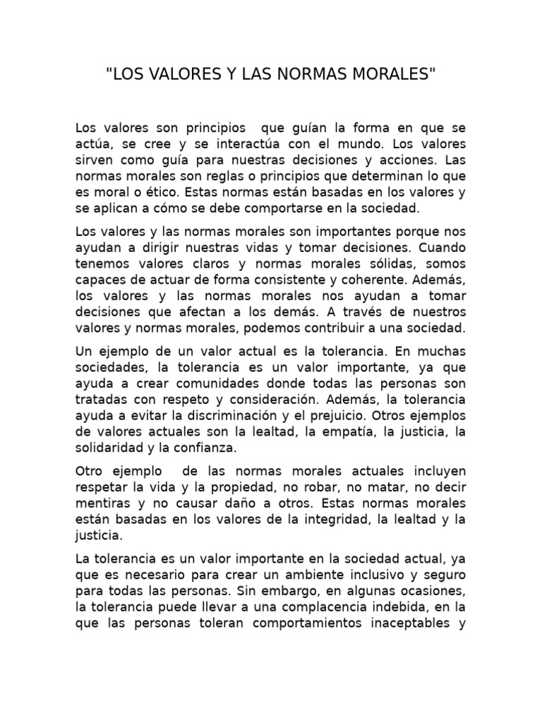 Los Valores Y Las Normas Morales | PDF | Crecimiento personal y profesional