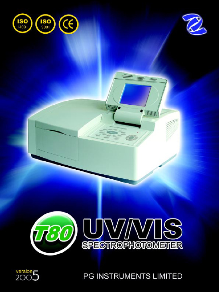 PG Instruments t80 Series Brochure | PDF | Spectrophotometry | Ultraviolet–Visible Spectroscopy