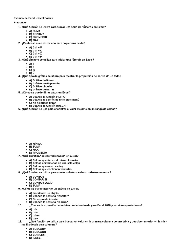 Examen 60 preguntas | PDF | Microsoft Excel | Informática