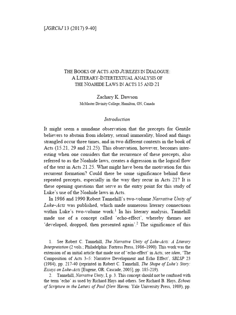 (Article) (Acts, Jubilees) The Book of Acts and Jubilees in Dialogue A ...