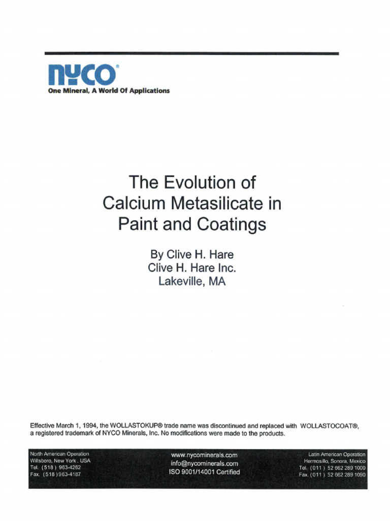 The Evolution of Calcium Metasilicate in Paint and Coatings | PDF