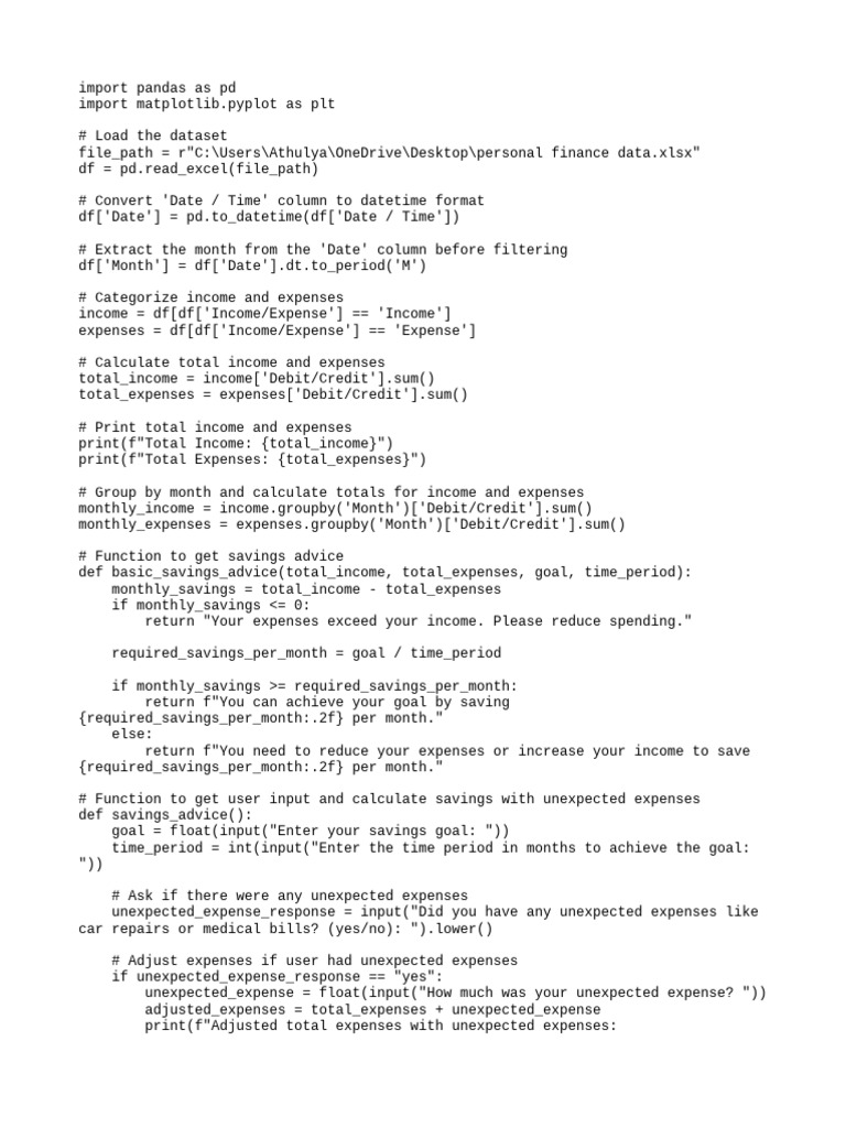 import pandas as pd | PDF | Expense | Computing