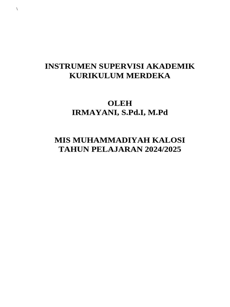 Instrumen Supervisi Akademik Kurmer 2024 | PDF
