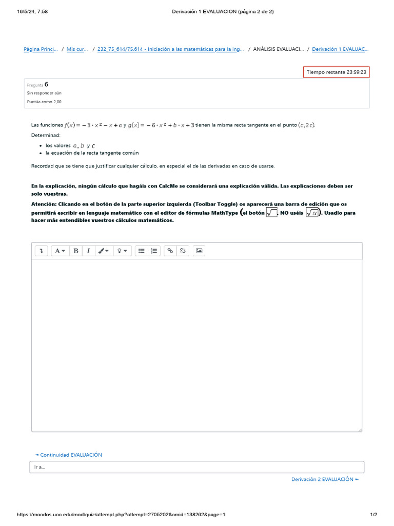 Derivación 1 EVALUACIÓN (Página 2 de 2) | PDF