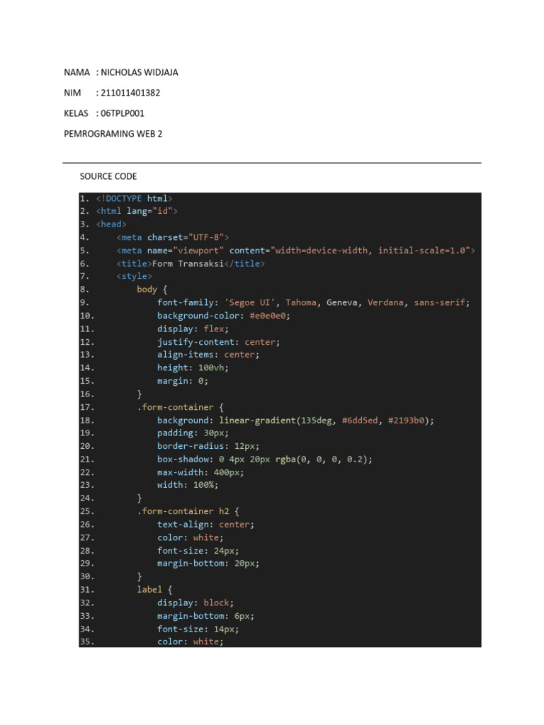 Nicholas Widjaja 211011401382 06tplp001 Pemweb 2 | PDF | Computers