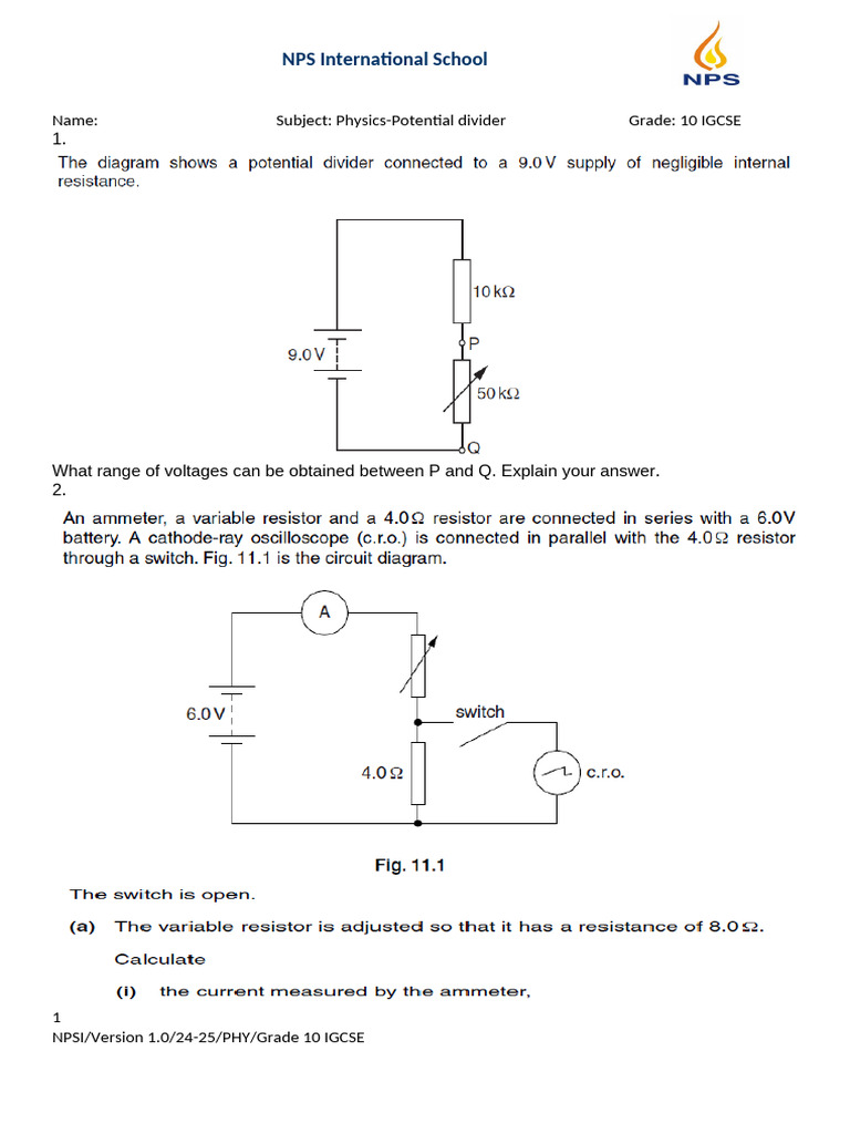 6 Potential Divider | PDF