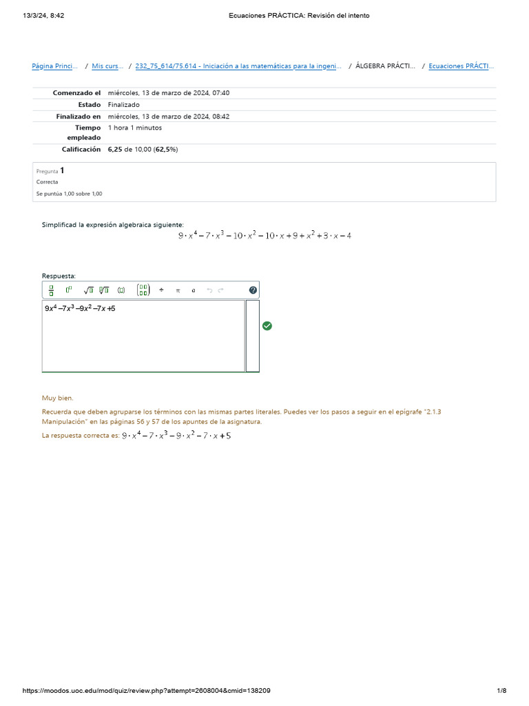 Ecuaciones PRÁCTICA1 | PDF | Ecuaciones | Ecuación cuadrática
