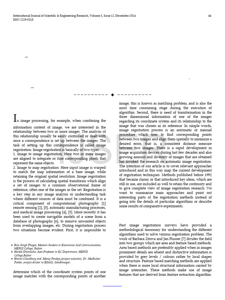 Different Image Registration Methods An Overview | PDF | Fourier Transform | Image Segmentation