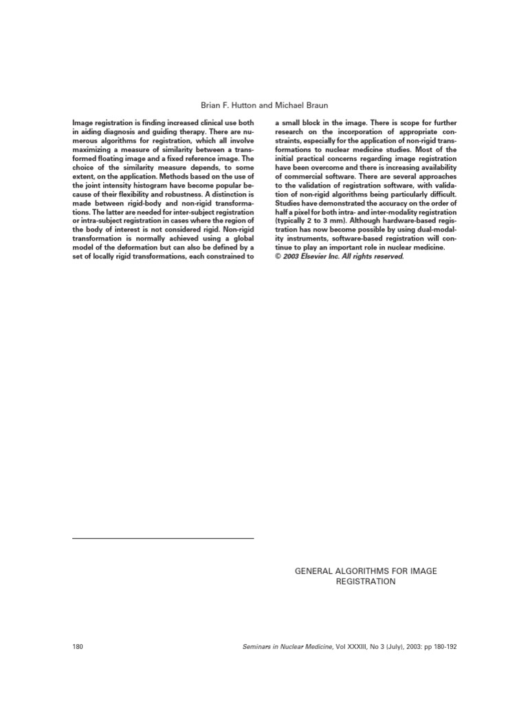 Software for Image Registration Algorithms, Accuracy, Efficacy | PDF ...