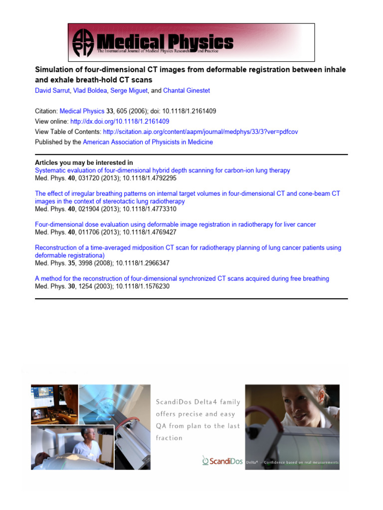 Simulation Of Four Dimensional Ct Images From Deformable Registration Between Inhale And Exhale