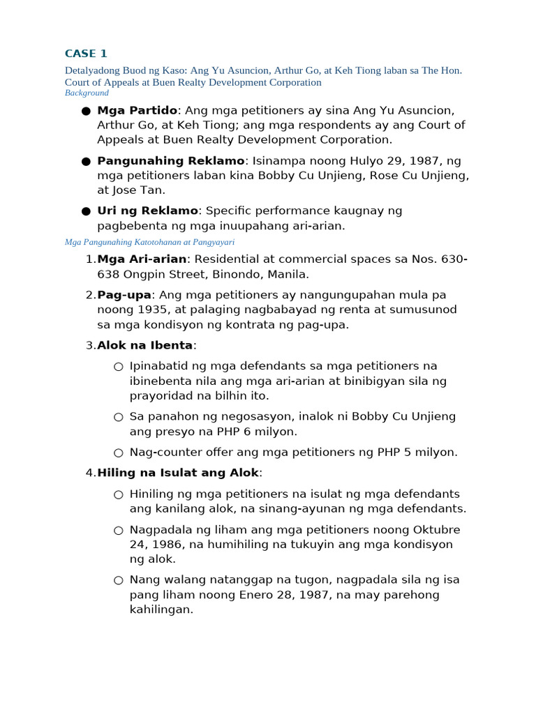 Case 1 Explanation in Tagalog | PDF