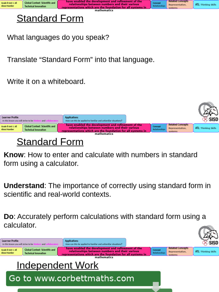 Standard Form | PDF | Mathematics | Concept