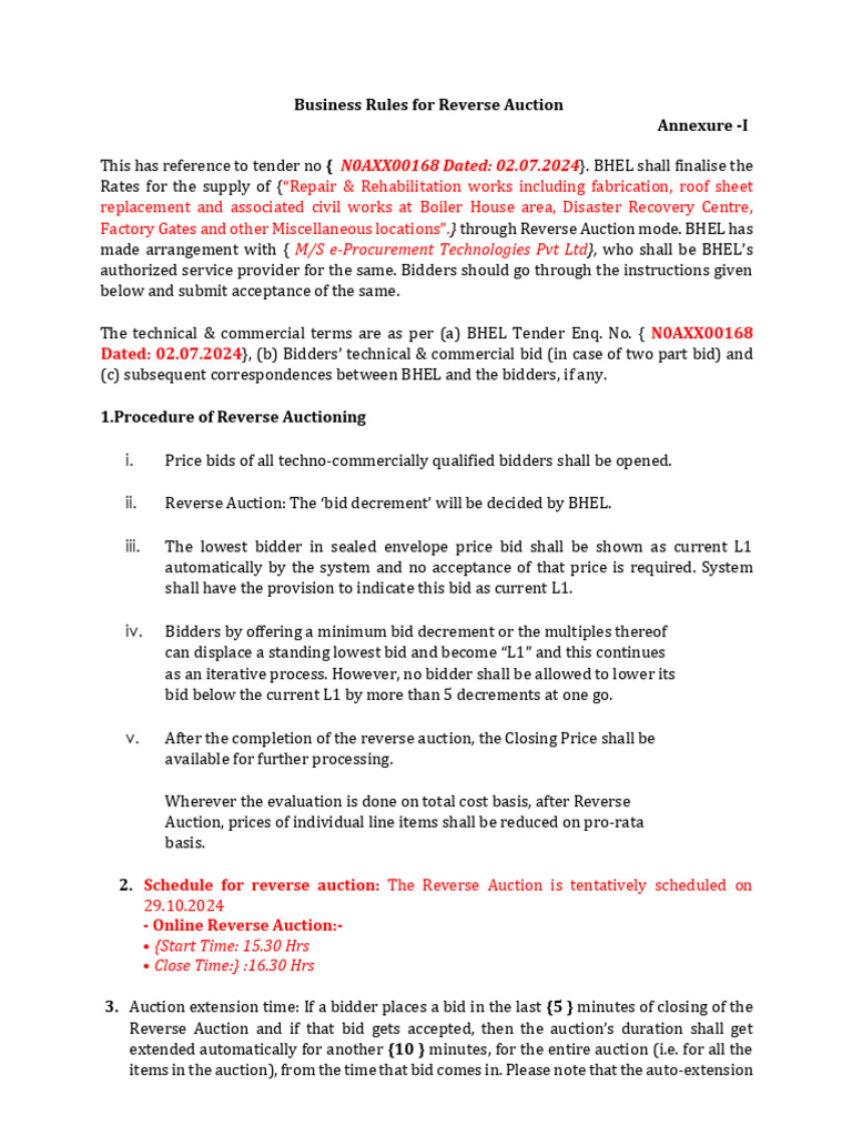 Business Rule Document | PDF | Auction