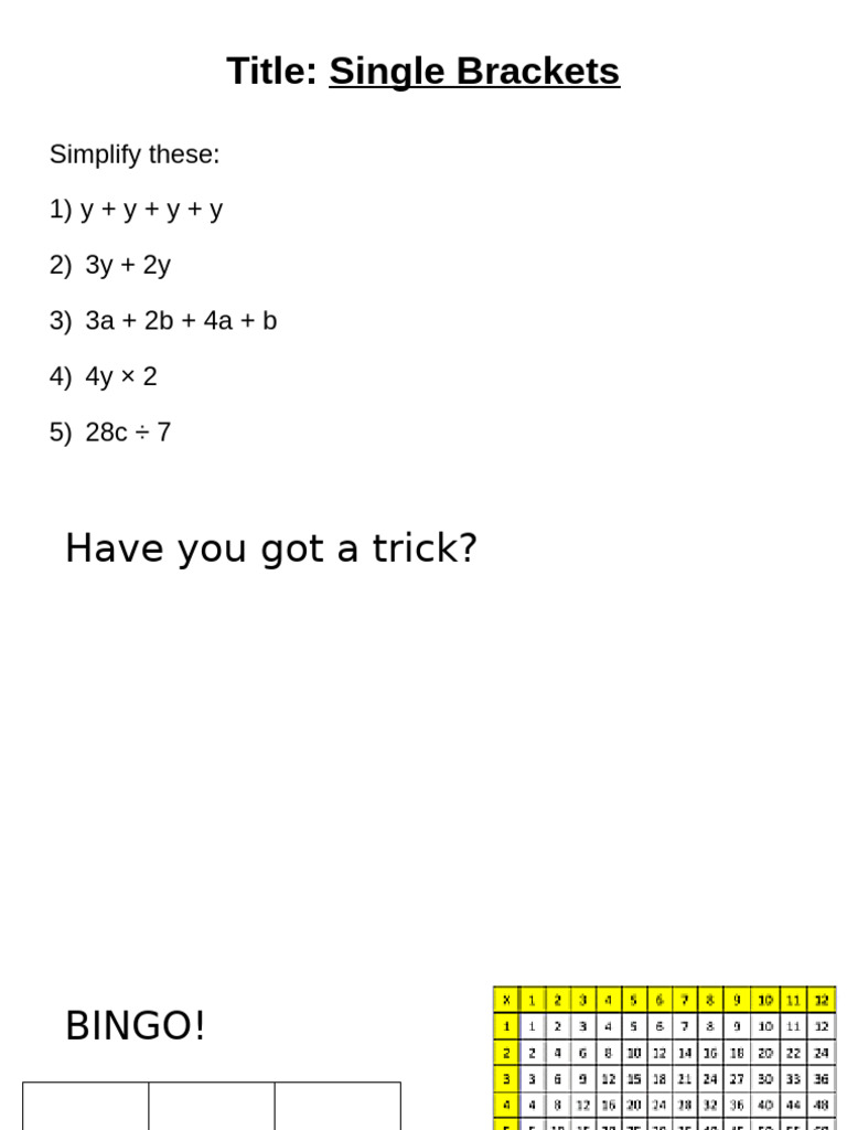Expanding Single Brackets LESSON | PDF | Teaching Methods & Materials