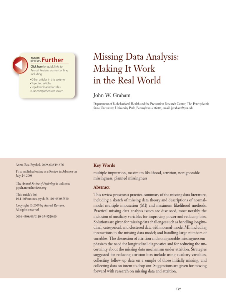 Graham2009 Missing Values Analysis | PDF | Statistics | Bias Of An Estimator