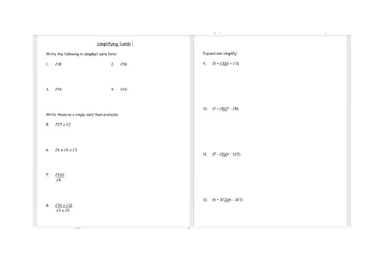 Simplifying Surds | PDF