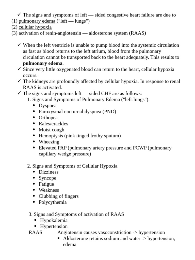 The Signs and Symptoms of Left Sided Congestive Heart Failure | PDF ...
