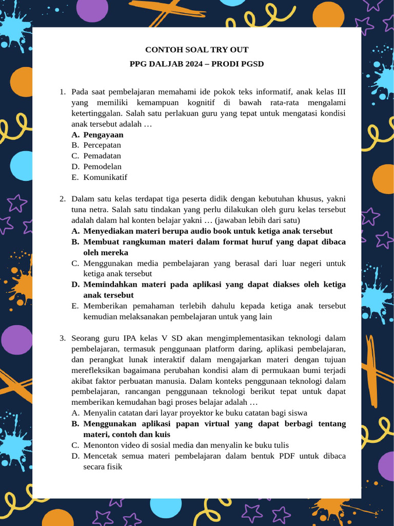 CONTOH SOAL TRY OUT | PDF