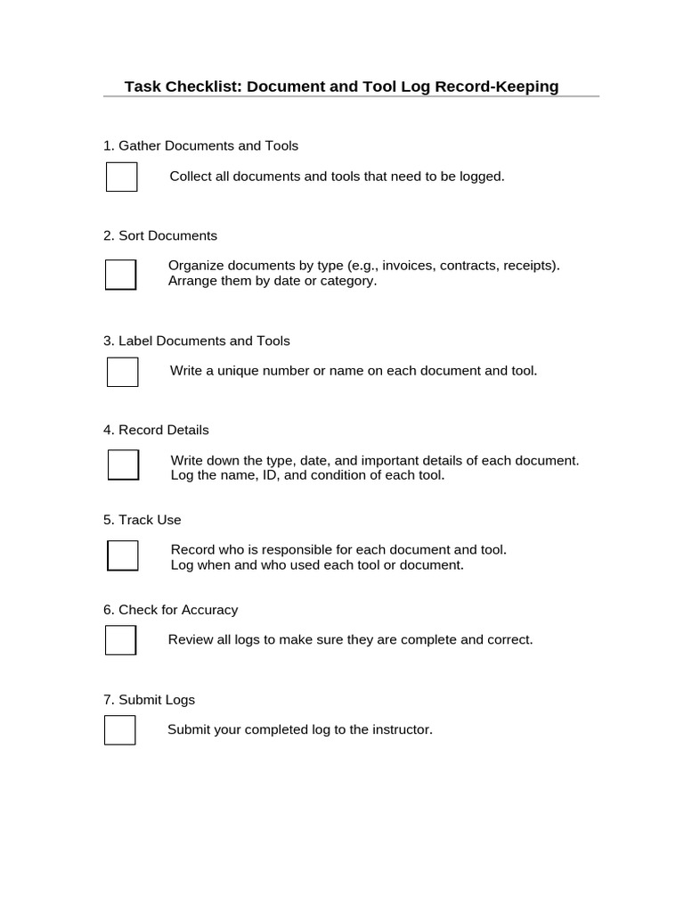 Task Checklist | PDF | Accuracy And Precision