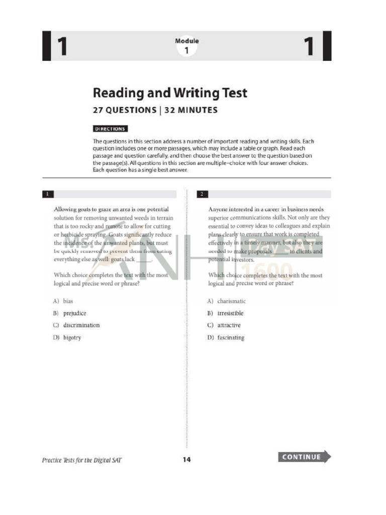 Vib Publishers DSAT Practice 1 English HW | PDF