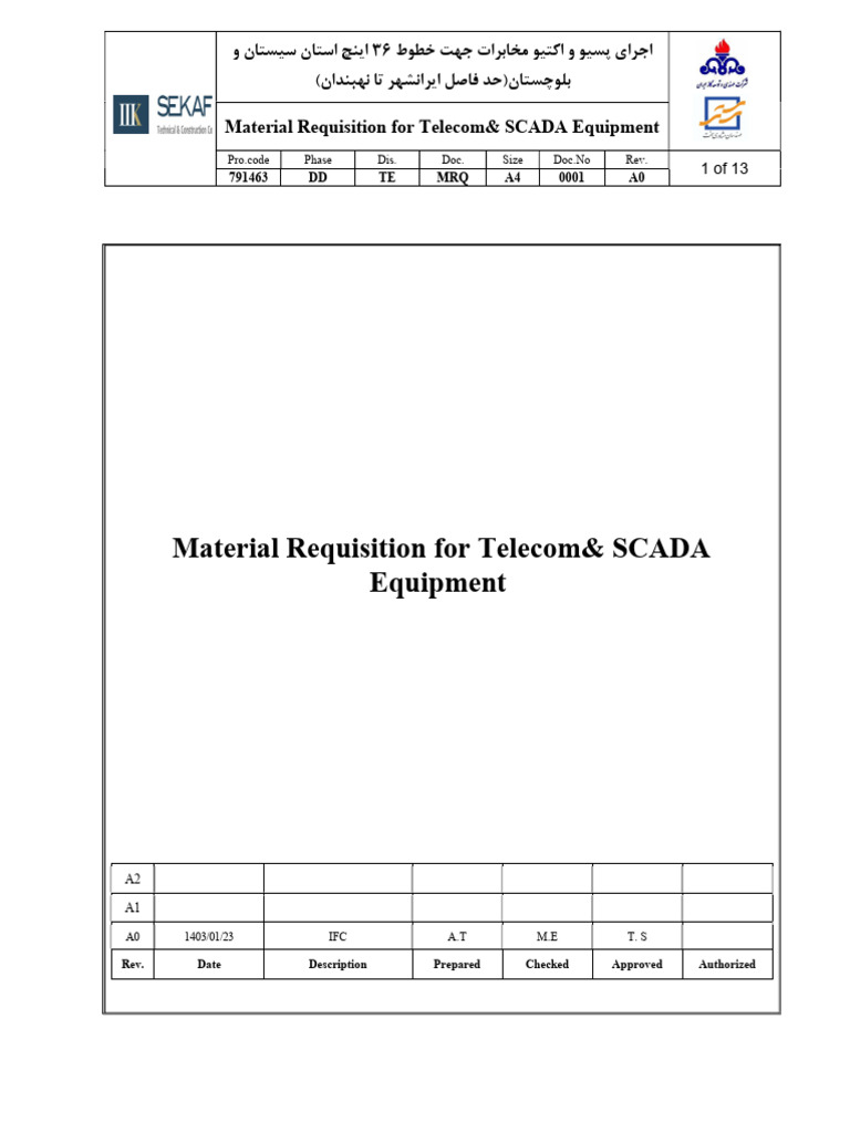 MR For Telecom& SCADA SYSTEM | PDF | Specification (Technical Standard)