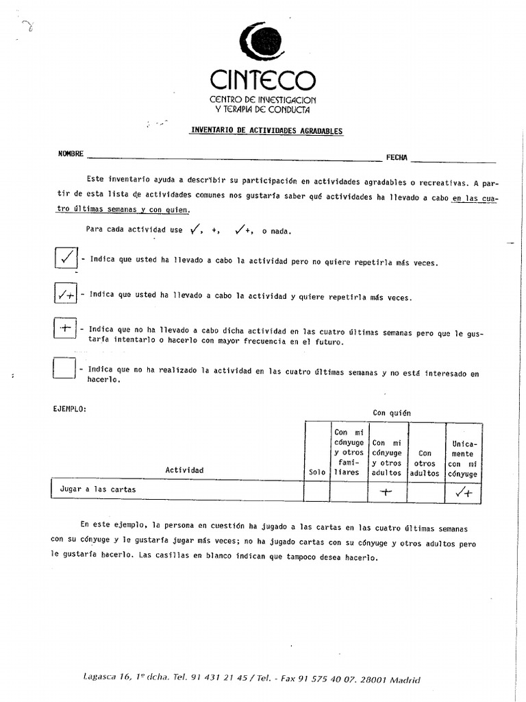 inventario de activ. agradables | PDF