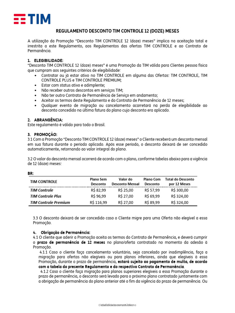 TIM Controle Plus 12 Meses NP | PDF | Spamming