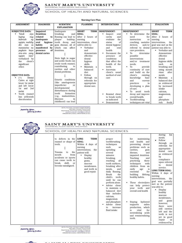 NCP-5 | PDF | Oral Hygiene | Human Tooth